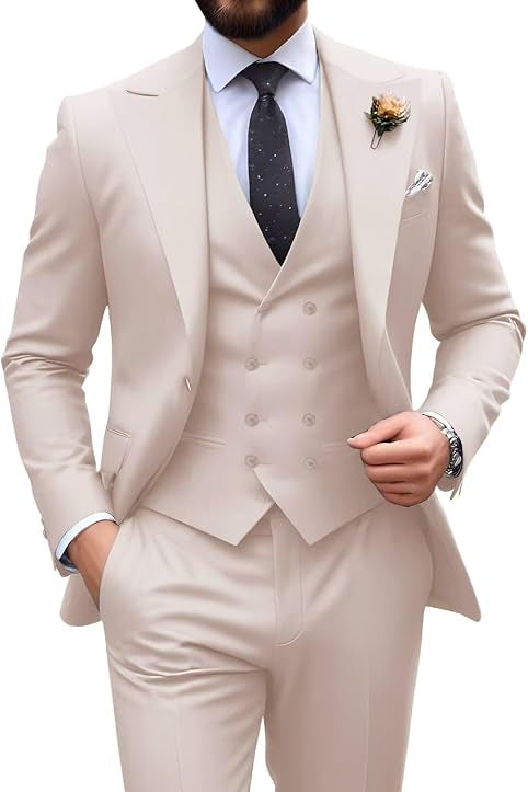 Navando | Slim-fit driedelig kostuum met piekrevers